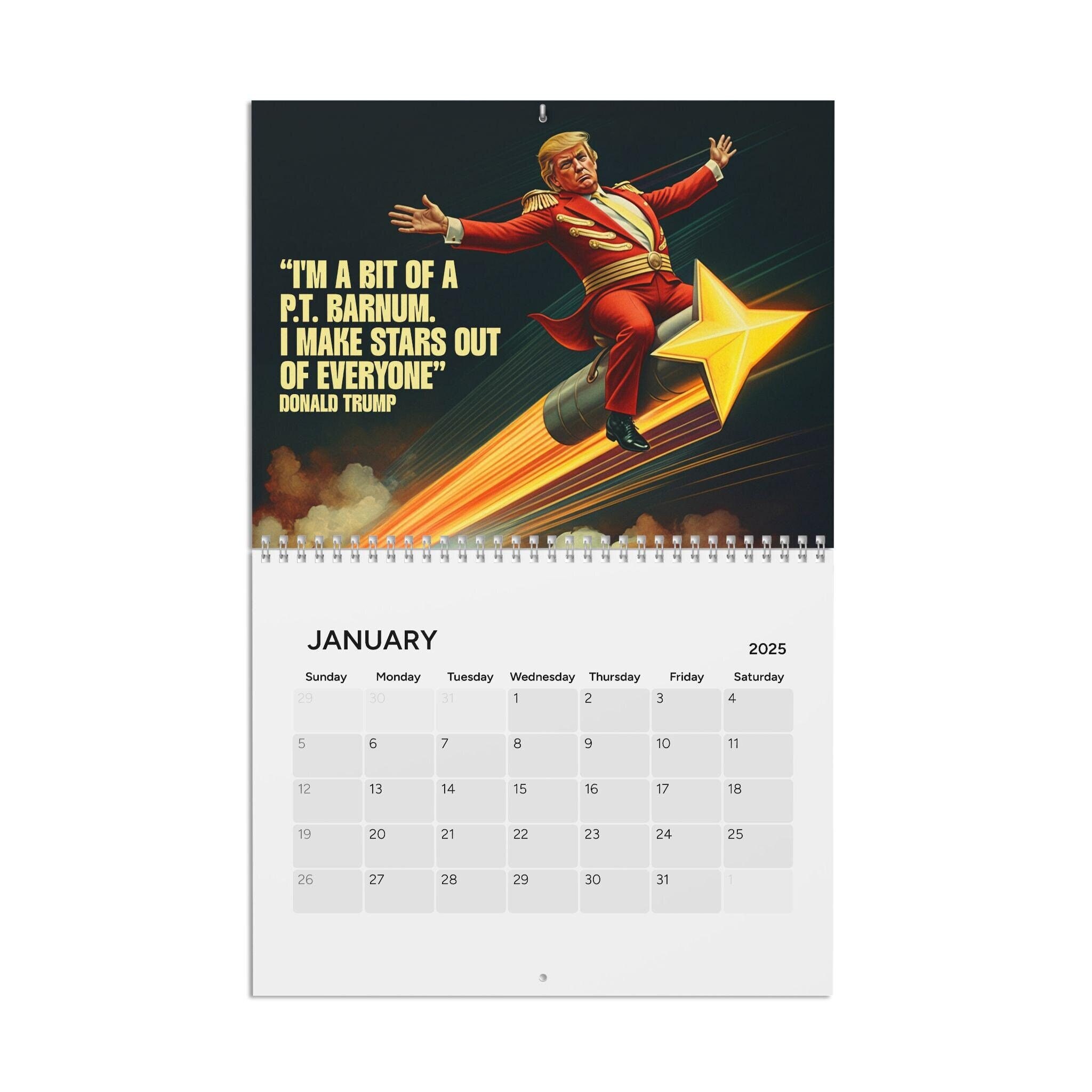 Trump 2025 Wall Calendar, Quotes and Custom Art, Funny Yearly Planner ...