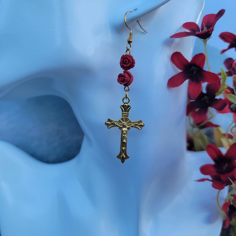 Gold Crucifix With Roses - Etsy