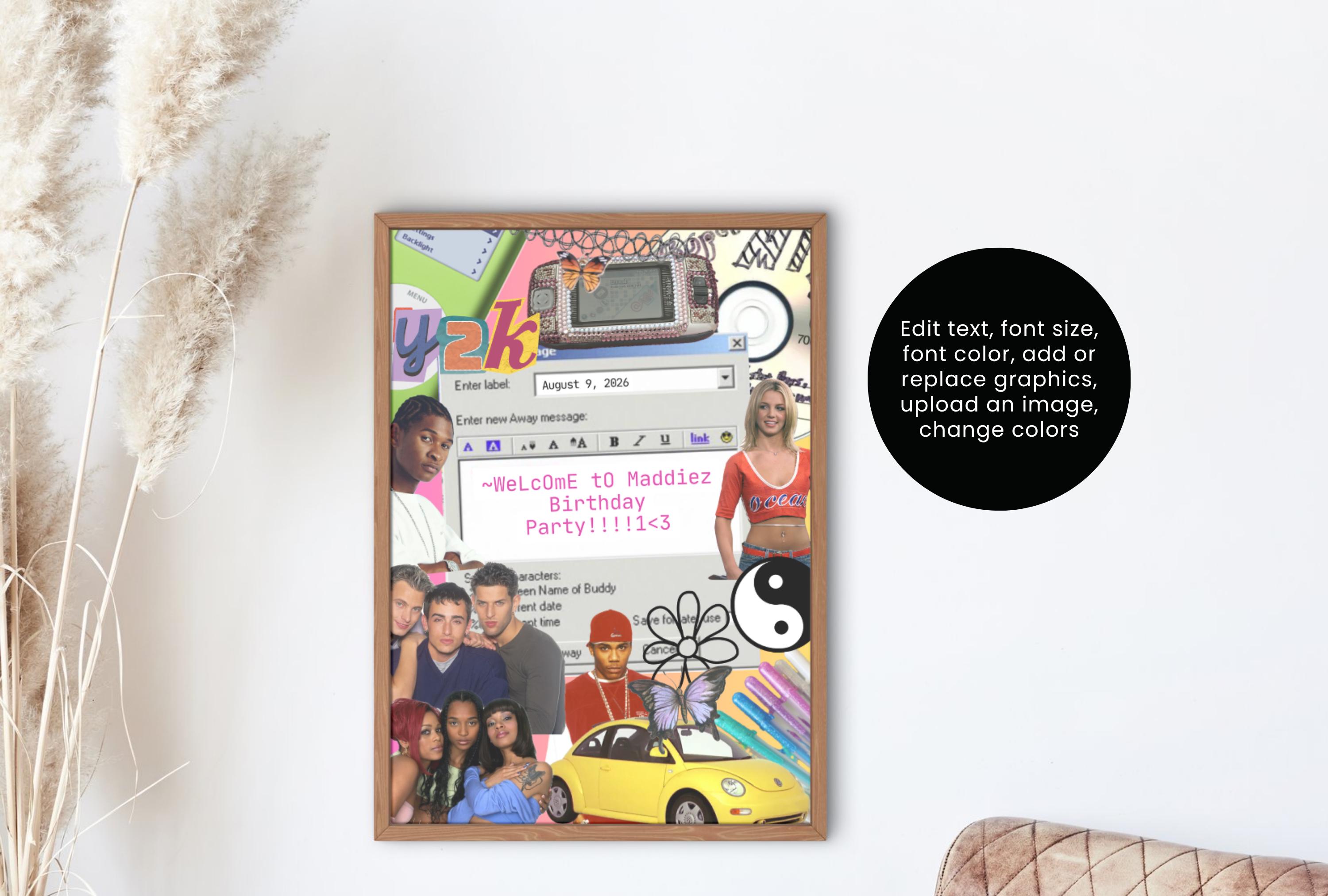 Editable Welcome Sign for Early 2000s Y2K Themed Birthday | 30th 40th ...