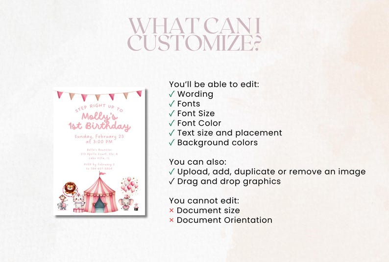 Step Right up | Printable Pink Circus Birthday Party Invitation for ...