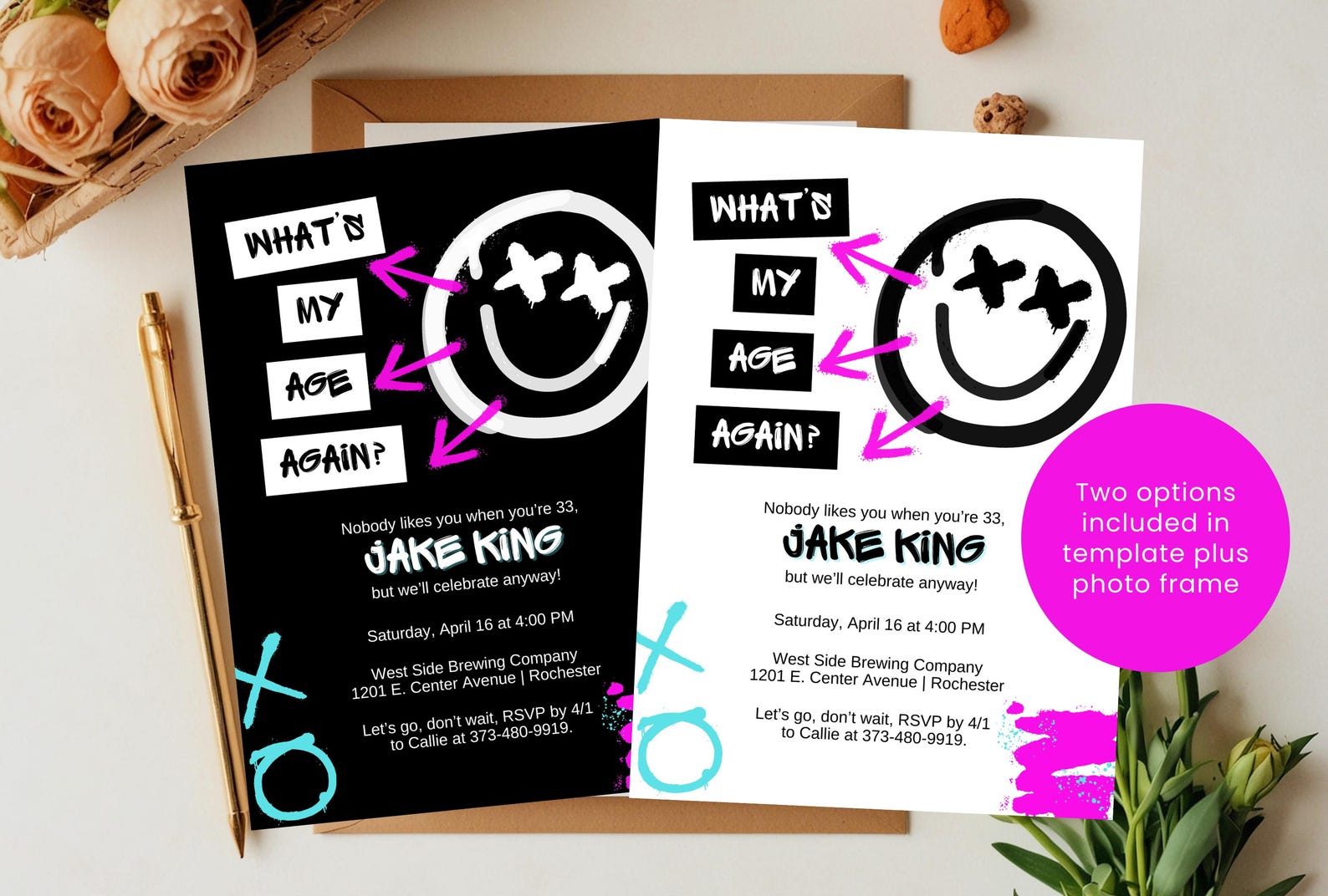 Editable Elder Emo Blink 182 Birthday Invitation, Nobody Likes You When ...