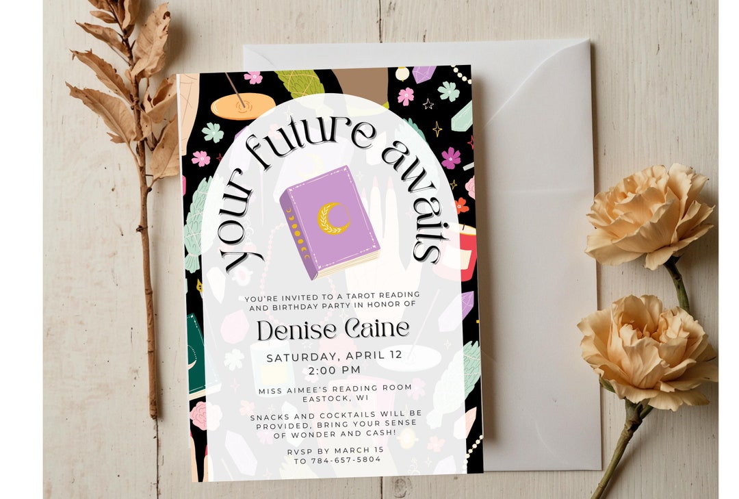 Your Future Awaits | Black Mystical Tarot Card Birthday Party ...