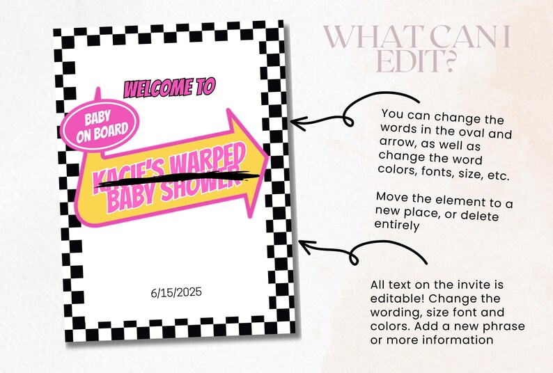 Editable Welcome Sign for Pink Girl Warped Tour Baby Shower | Pop Punk ...