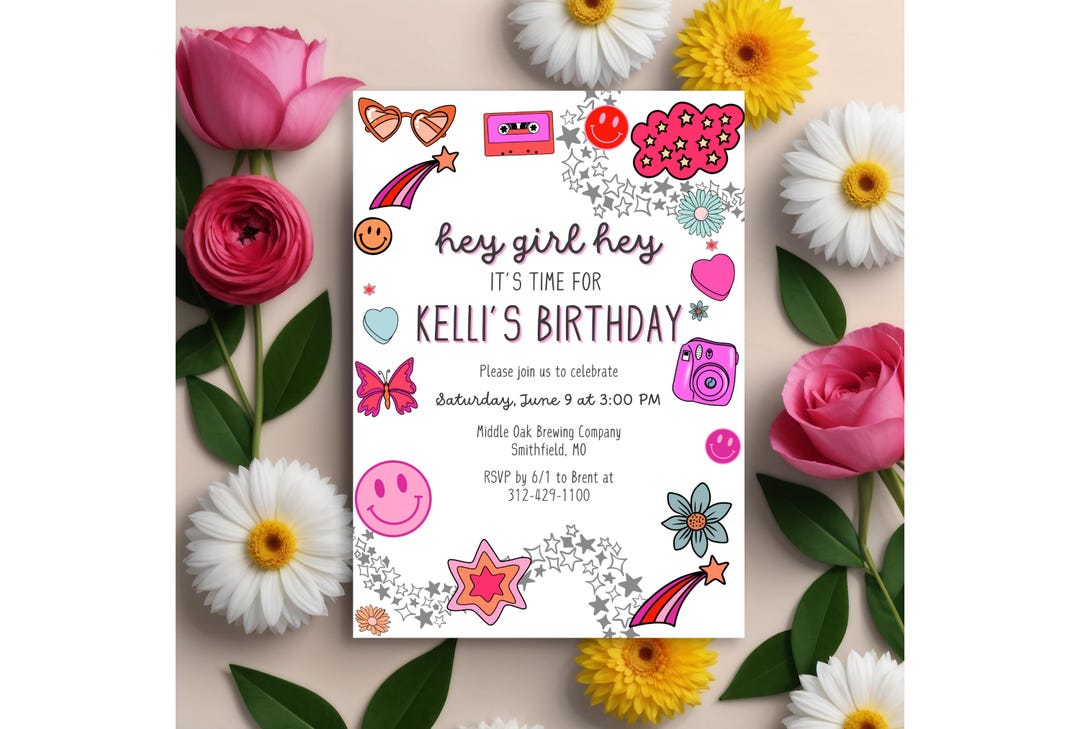 Editable Millennial Birthday Invitation for Her | Hey Girl Hey 30th ...