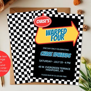 Warped Four Pop Punk Kid's Birthday Invitation | 4th Tour Invite ...