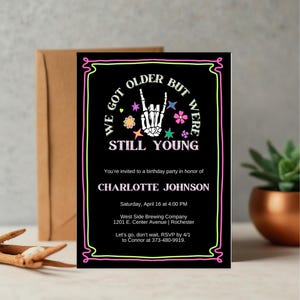 Editable Elder Emo Pop Punk Birthday Invitation - We Got Older but We ...
