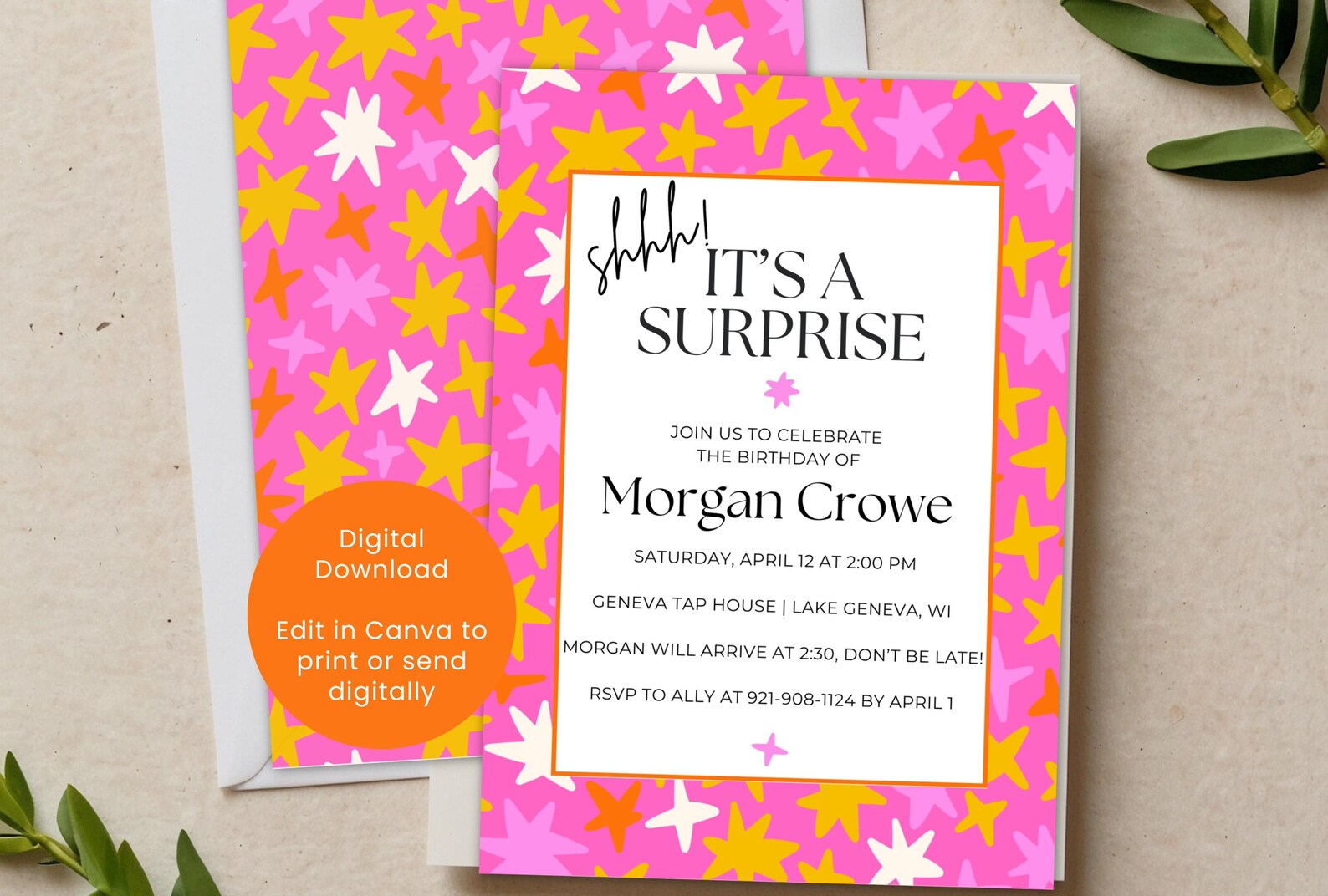 Printable Surprise Birthday Invitation Template | Editable Hot Pink ...