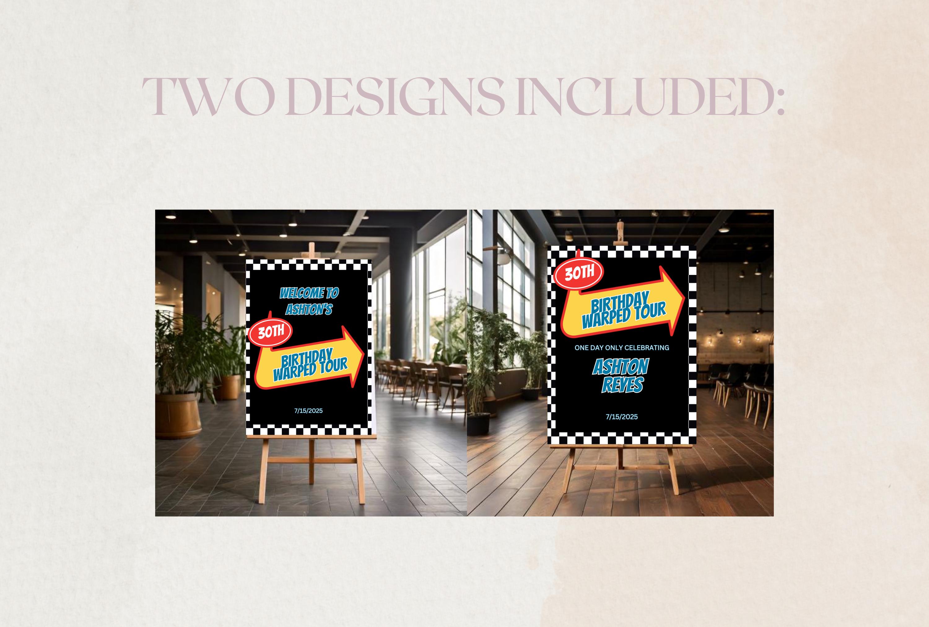 Custom Sign for Warped Tour Pop Punk Birthday Invitation | 30th 40th ...