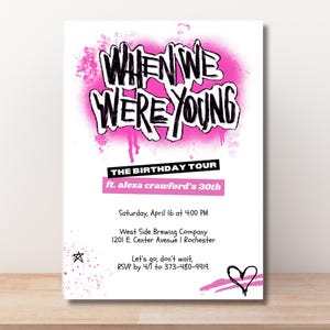 When We Were Young Hot Pink Pop Punk Birthday Invitation | 30th 40th ...