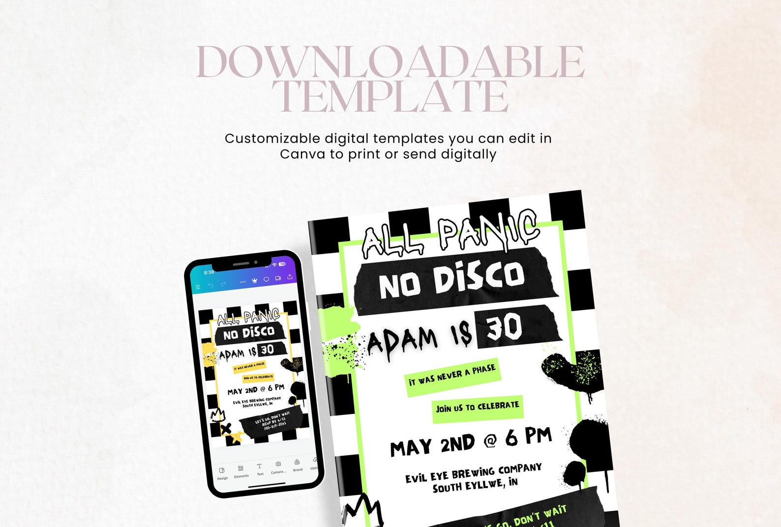 Elder Emo Birthday Invitation, 30th 40th Birthday Warped Pop Punk ...