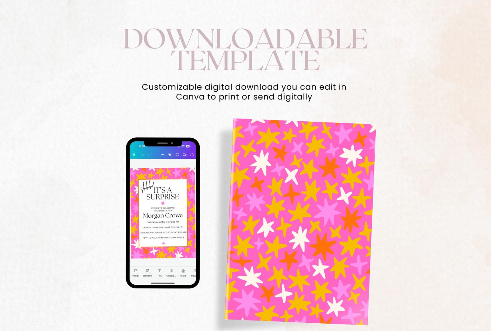 Printable Surprise Birthday Invitation Template | Editable Hot Pink ...