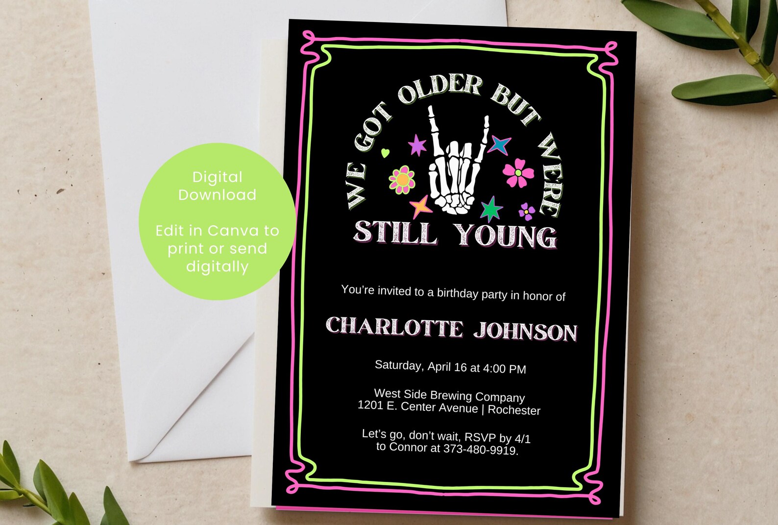 Editable Elder Emo Pop Punk Birthday Invitation - We Got Older but We ...