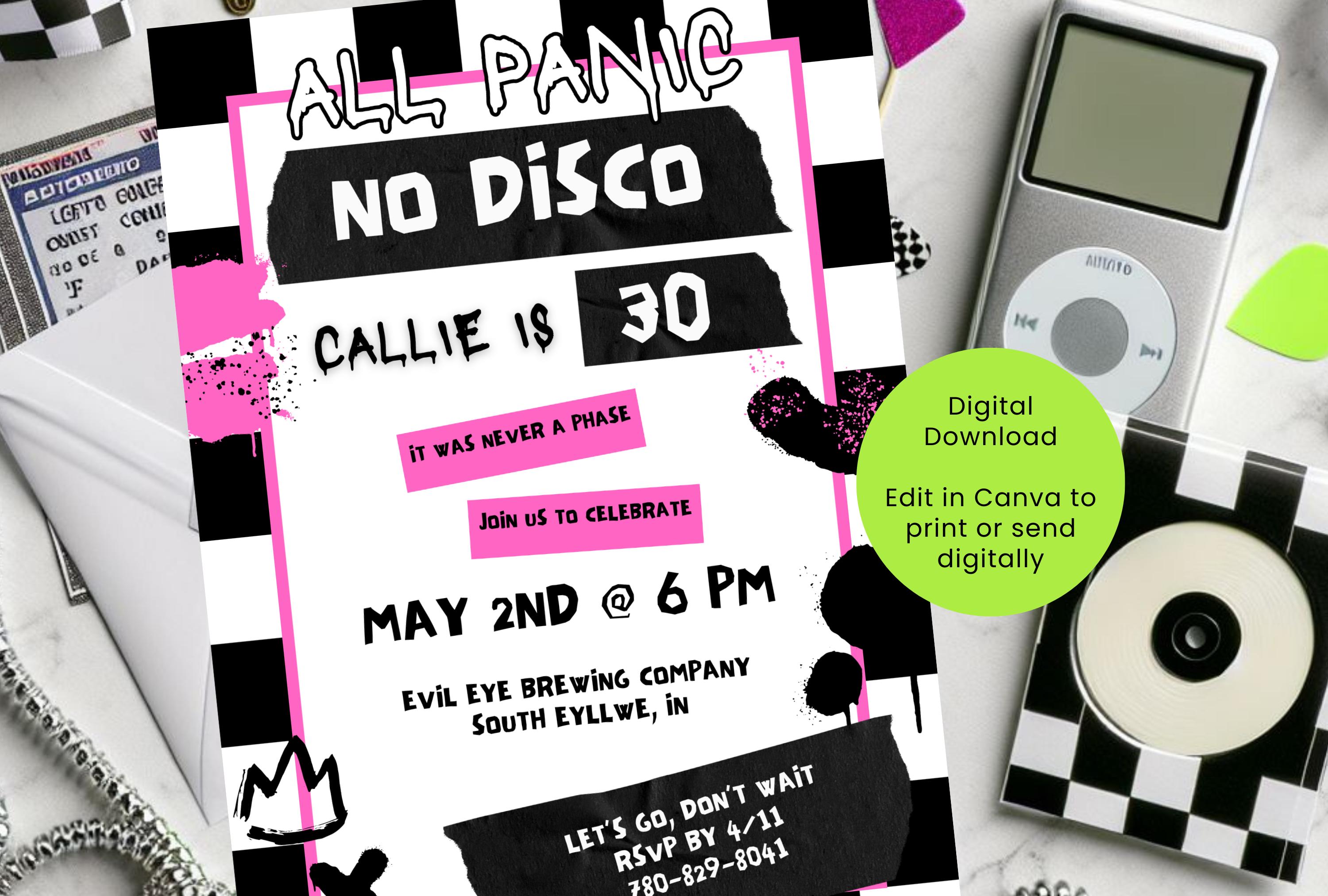 Pop Punk Checkerboard Birthday Invitation, 30th 40th Birthday Warped ...