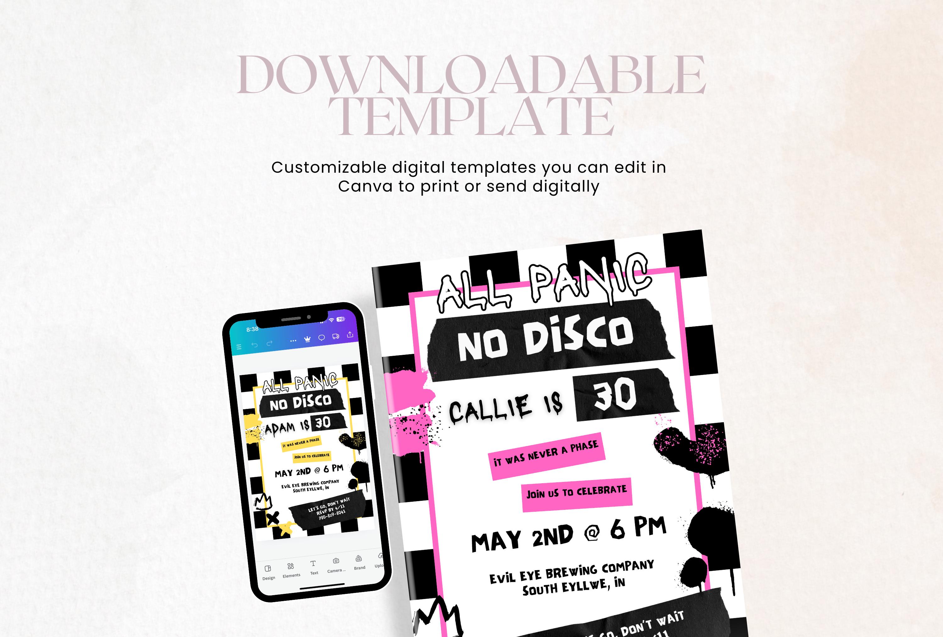 Pop Punk Checkerboard Birthday Invitation, 30th 40th Birthday Warped ...