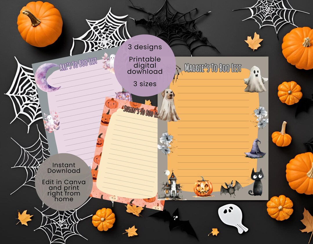 Spooky Sweet Halloween Digital Writing Paper Set Printable Fall to Do ...
