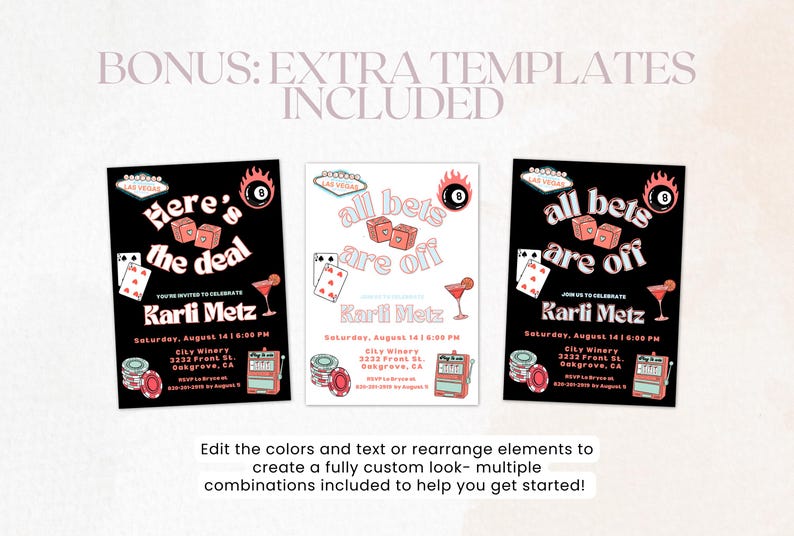 Editable Las Vegas Birthday Party Invitation | Neon Here's the Deal ...