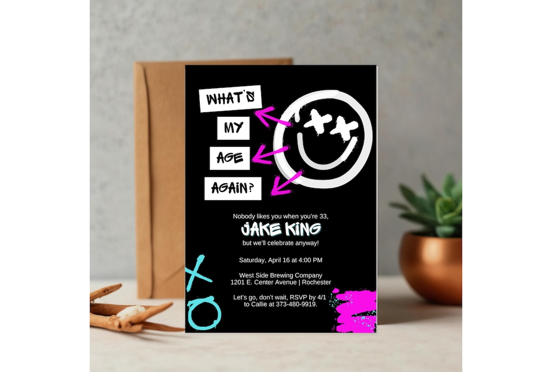 Editable Checkerboard Blink 182 Birthday Invitation, Nobody Likes You ...