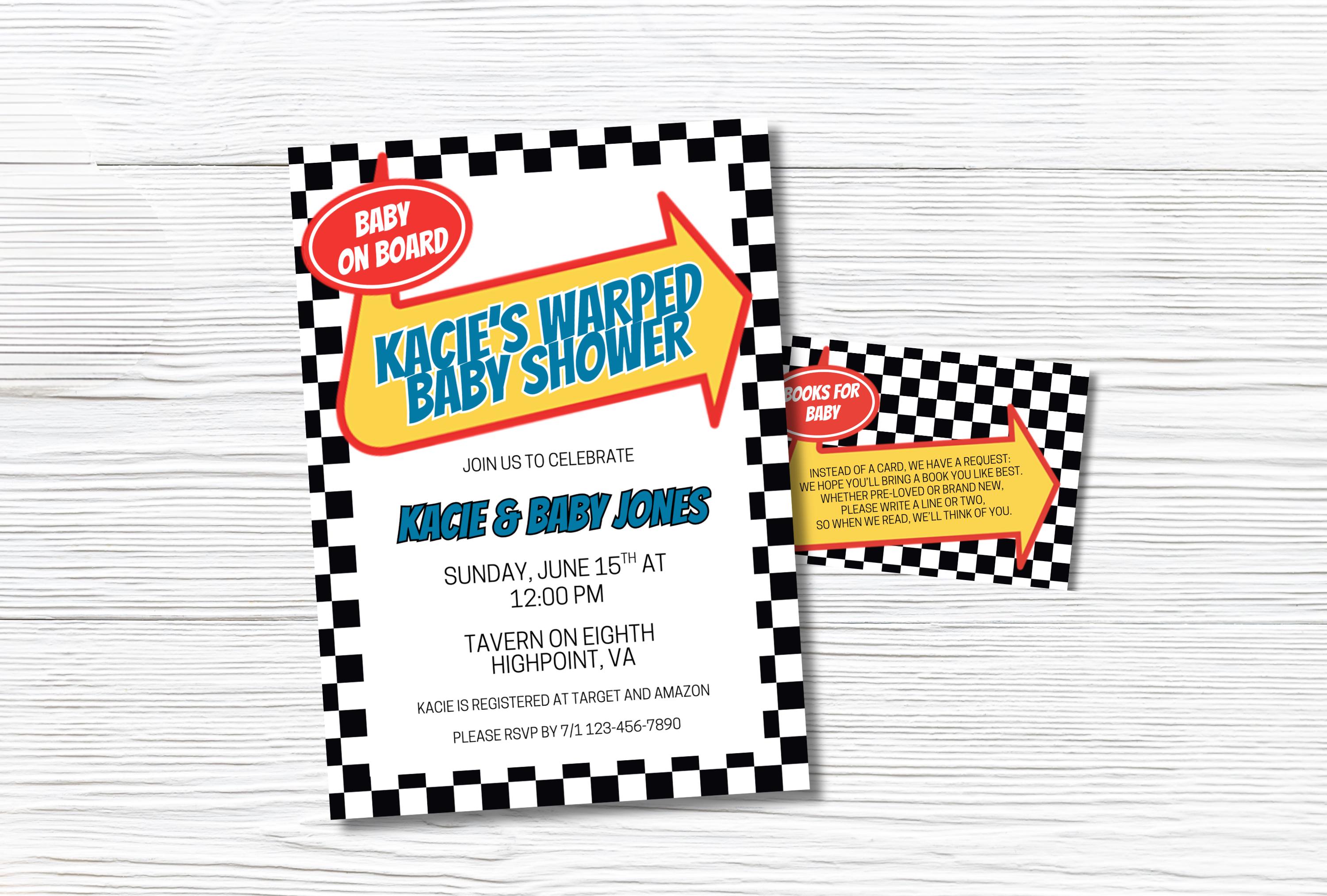 Printable Warped Tour Baby Shower Pop Punk Invitation With Books for ...