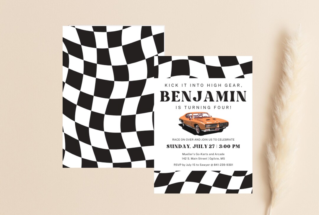 Hot Rod Boy Birthday Invitation, Hot Wheels Birthday Party ...