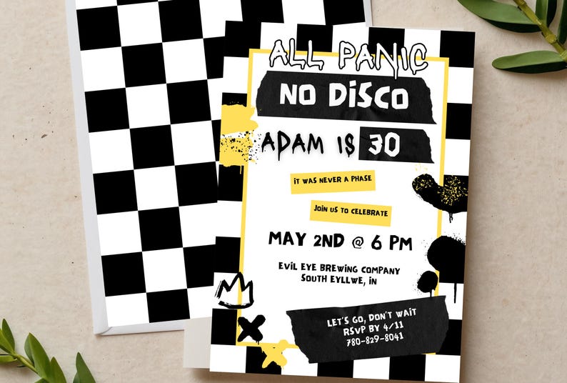 Elder Emo Birthday Invitation, 30th 40th Birthday Warped Pop Punk ...