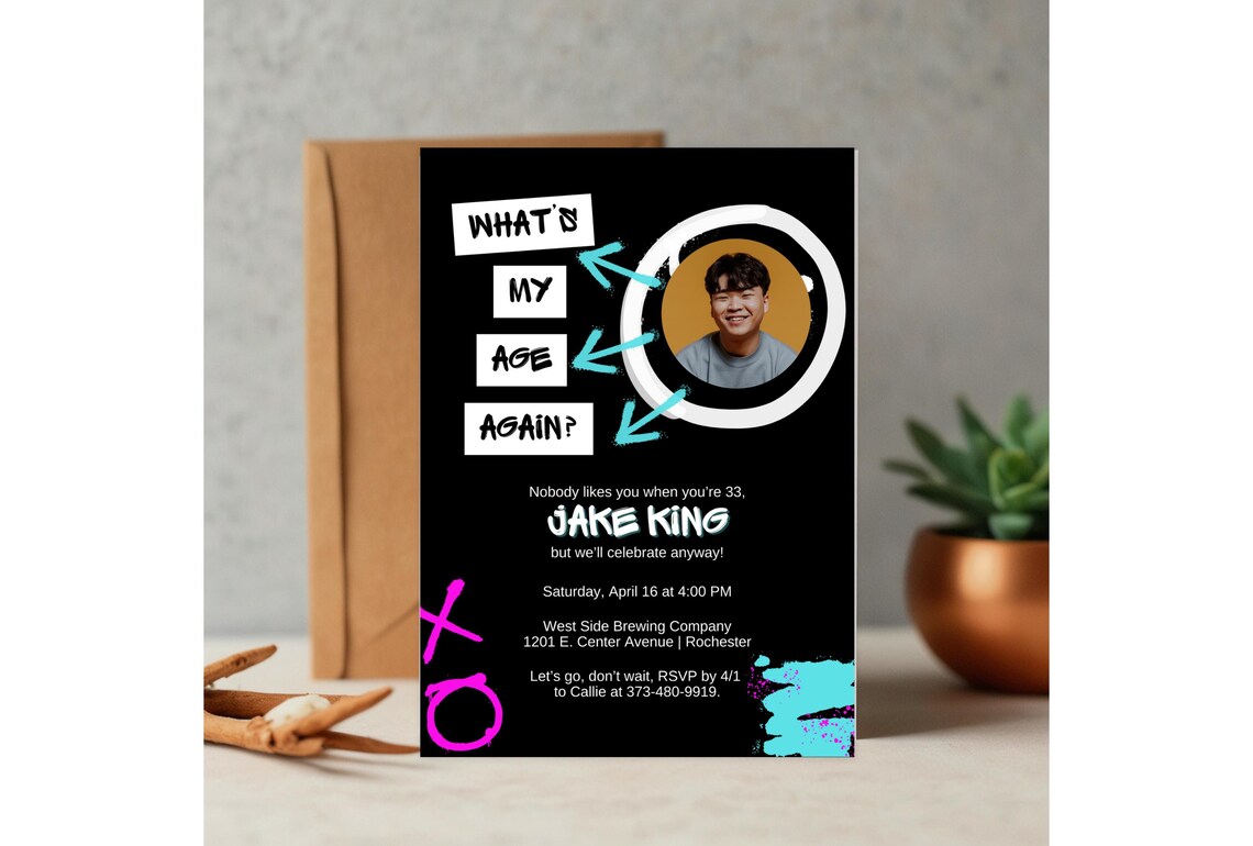 Editable Pop Punk Birthday Invitation, What's My Age Again? 30th 40th ...