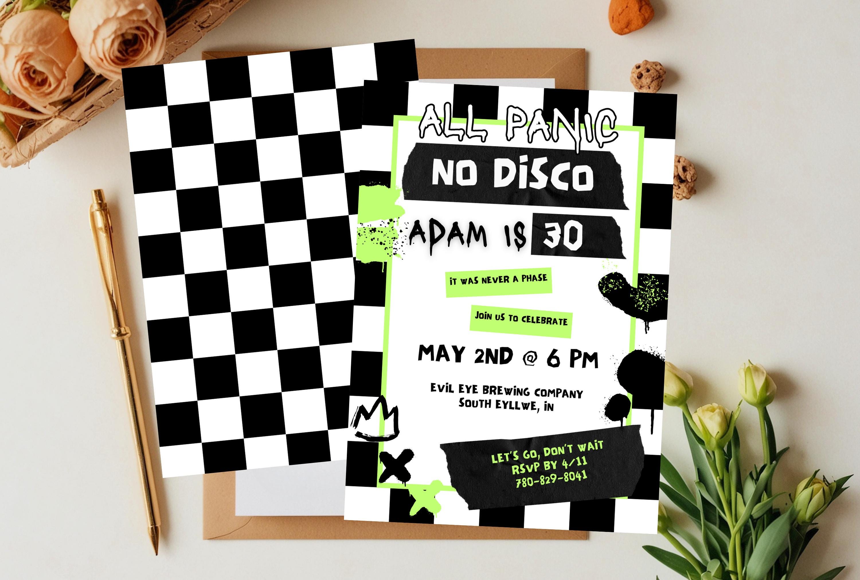 Elder Emo Birthday Invitation, 30th 40th Birthday Warped Pop Punk ...