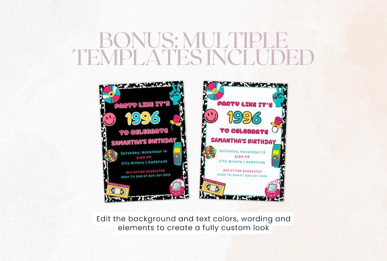 30th Birthday 90's Costume Party Invitation, Nineties Themed Retro ...