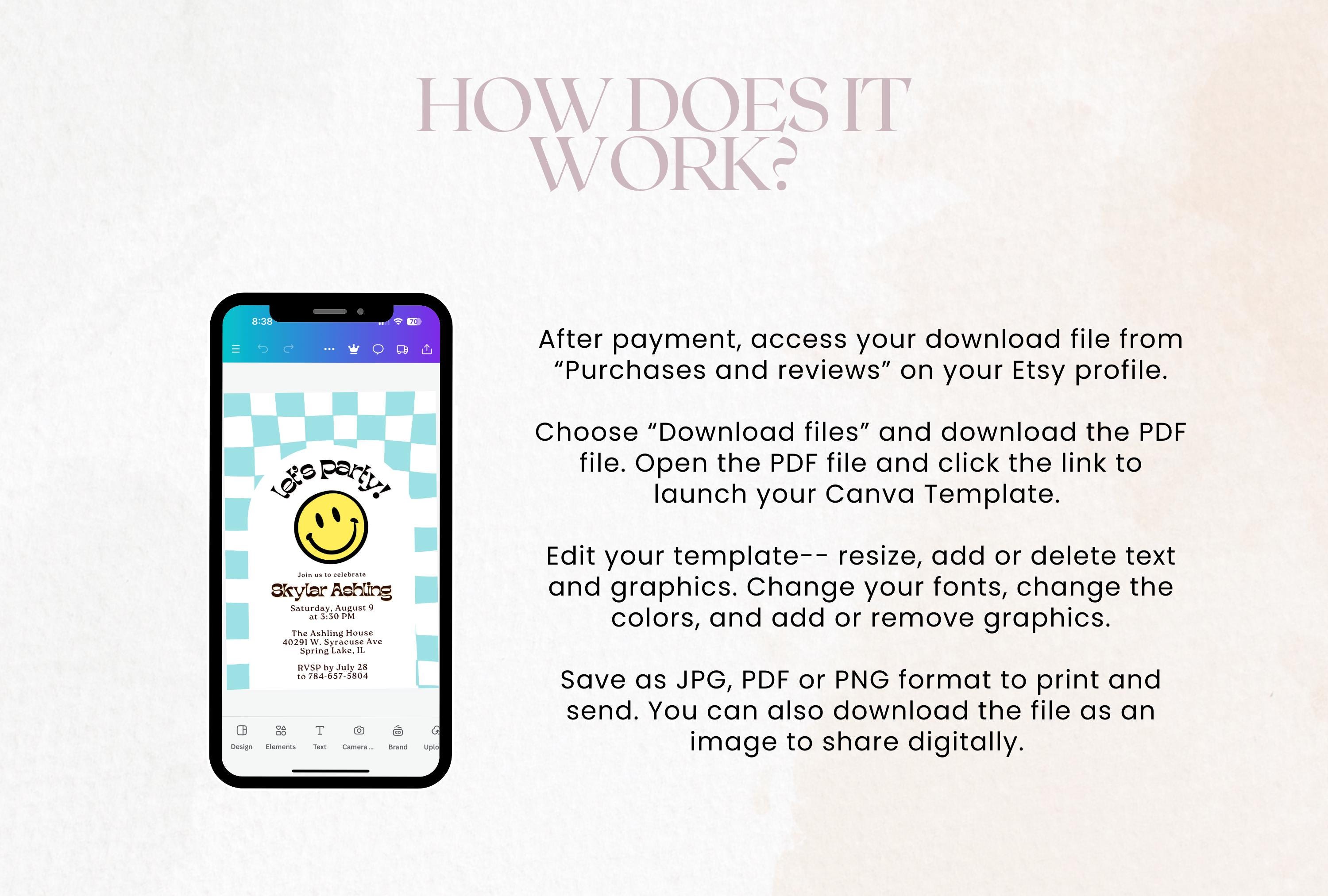 Printable Smiley Face Baby Blue Checkerboard Invite | Happy Face Emoji ...