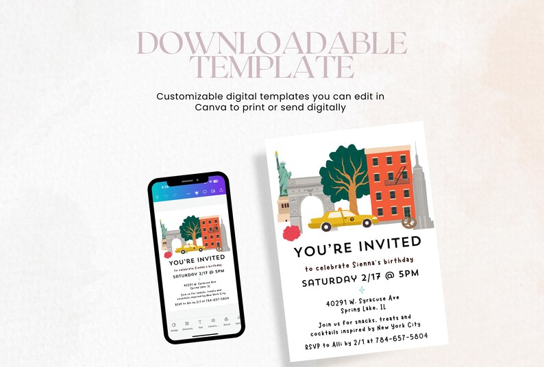 Printable Sex and the City Themed Party Invitation | Minimalist ...