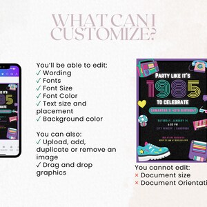 40th Birthday 80's Costume Party Invitation, Eighties Themed Fortieth ...