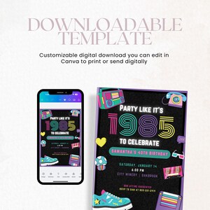 40th Birthday 80's Costume Party Invitation, Eighties Themed Fortieth ...