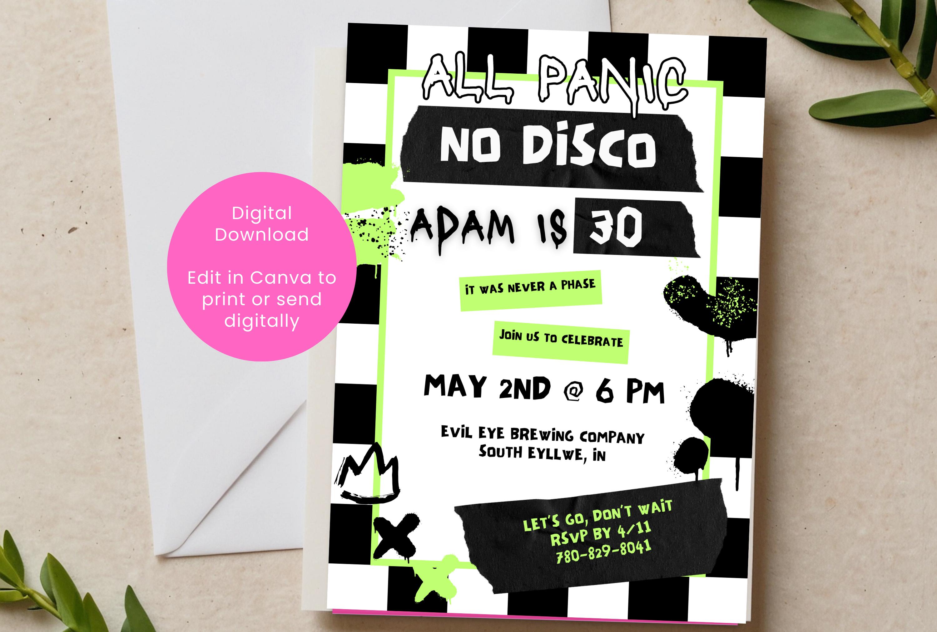 Elder Emo Birthday Invitation, 30th 40th Birthday Warped Pop Punk ...