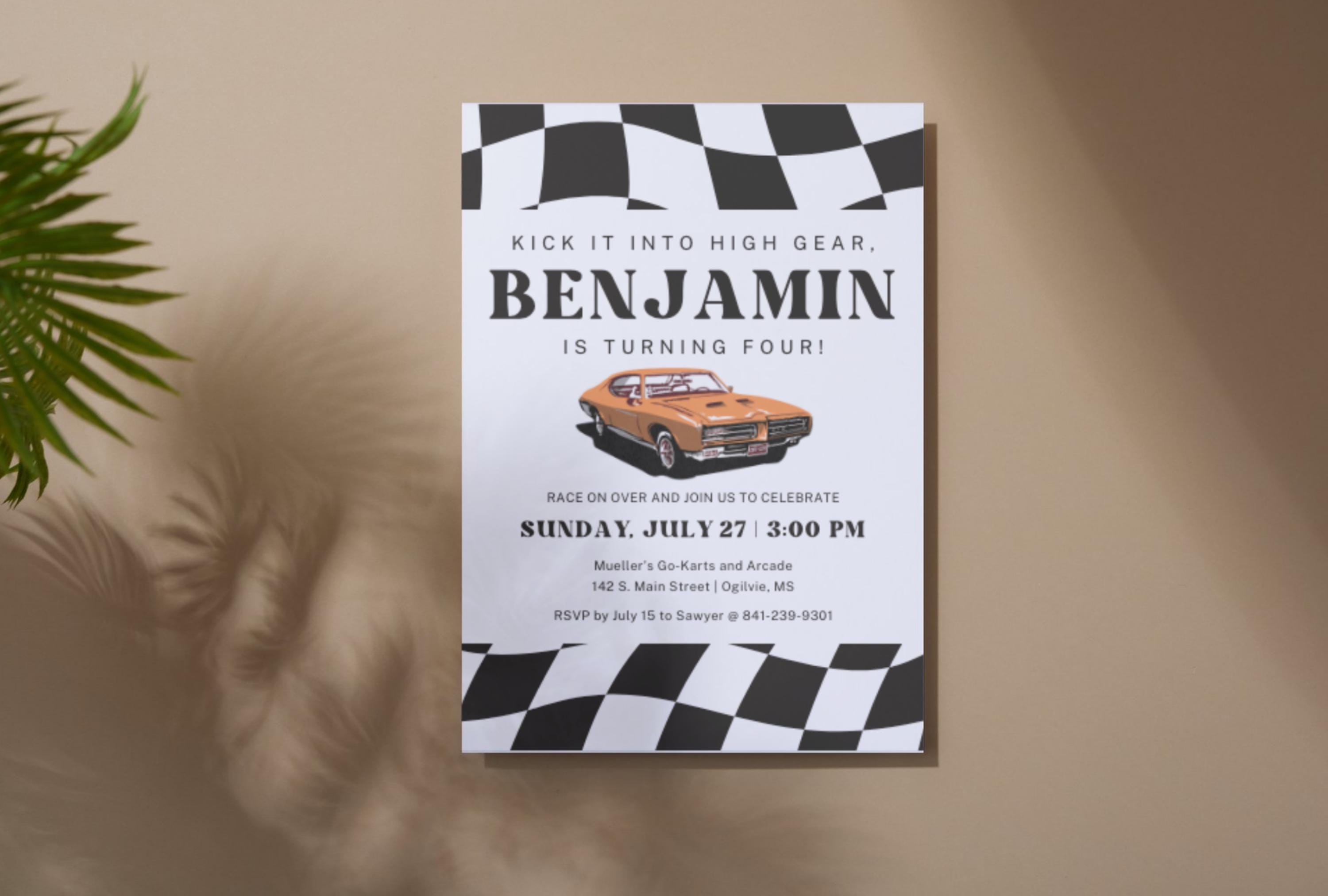 Hot Rod Boy Birthday Invitation, Hot Wheels Birthday Party ...