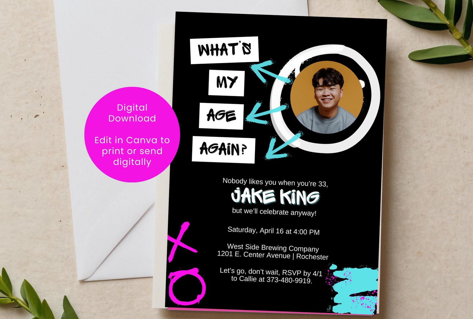 Editable Pop Punk Birthday Invitation, What's My Age Again? 30th 40th ...