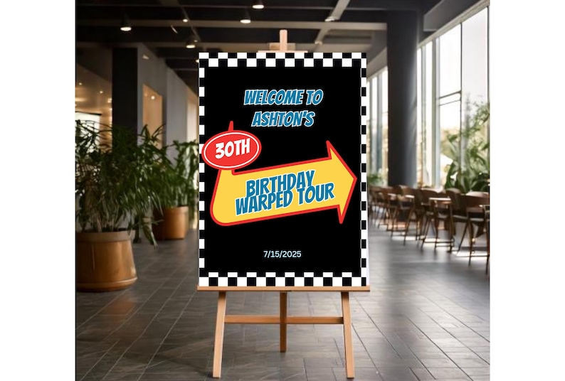 Custom Sign for Warped Tour Pop Punk Birthday Invitation | 30th 40th ...