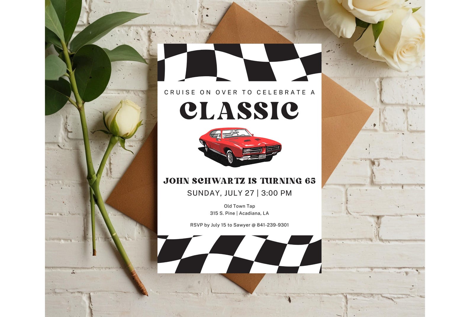 Classic Car Birthday Invitation | Editable Red Hot Rod Vintage Themed ...