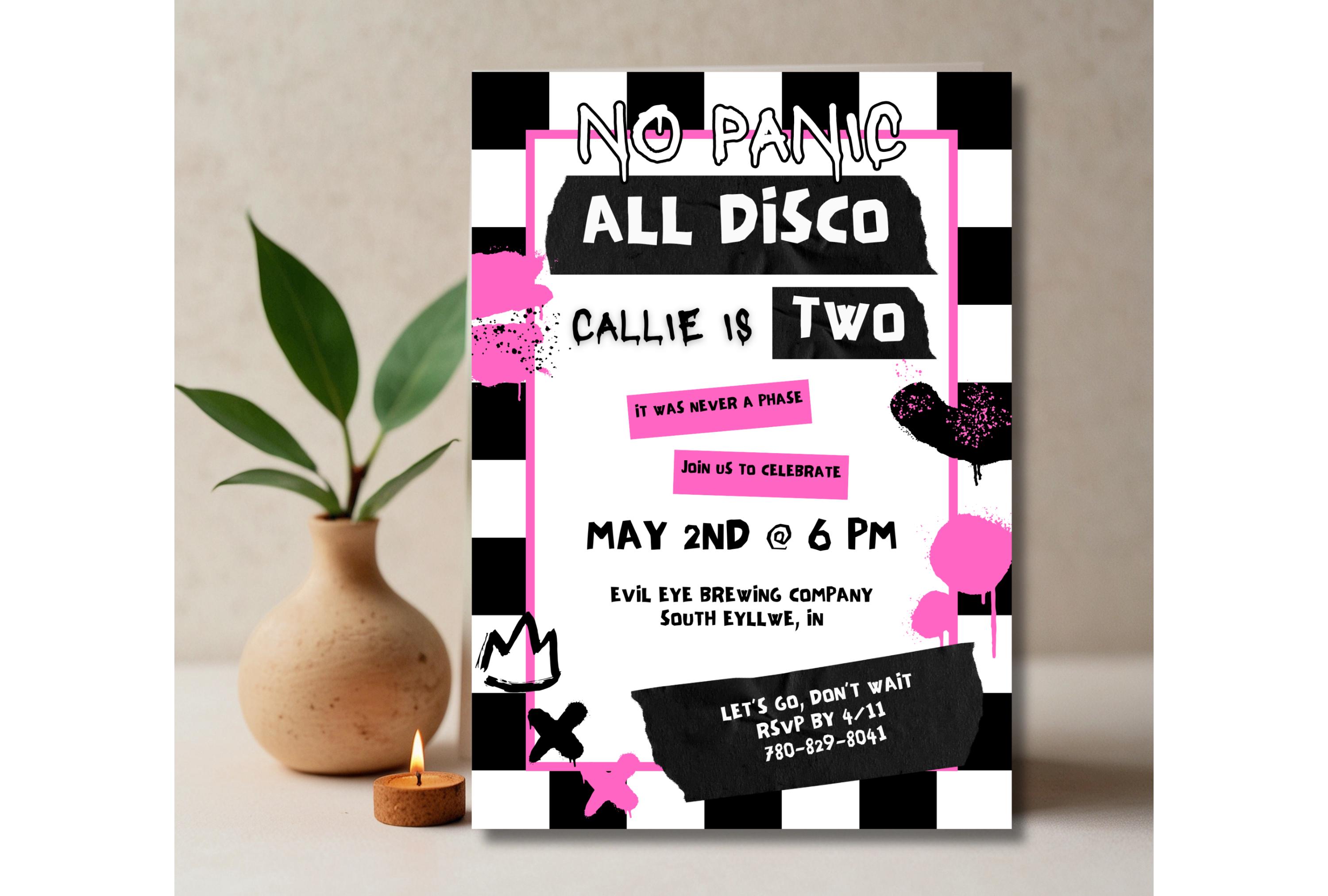 Pop Punk Kid Checkerboard Birthday Invitation | Girl or Boy Birthday ...
