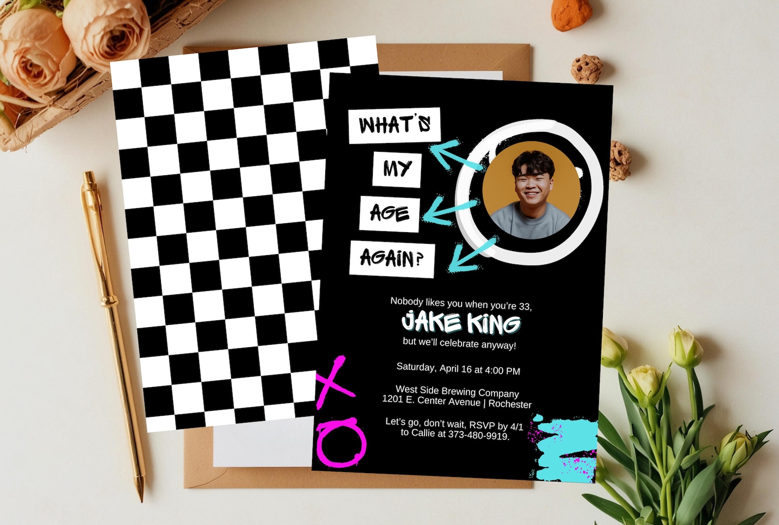 Editable Pop Punk Birthday Invitation, What's My Age Again? 30th 40th ...