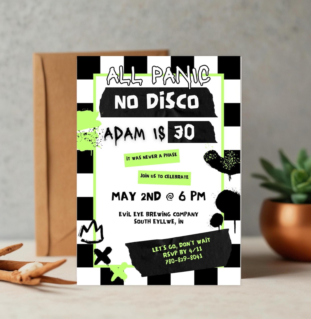 Elder Emo Birthday Invitation, 30th 40th Birthday Warped Pop Punk ...
