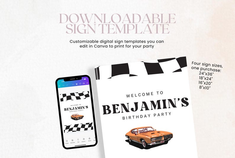Custom Welcome Sign for Classic Hot Rod Car Themed Birthday Bash ...