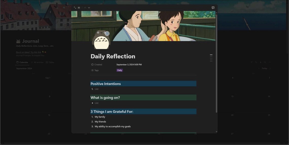 Notion Template | Journaling & Reflection | Studio Ghibli Themed - Etsy