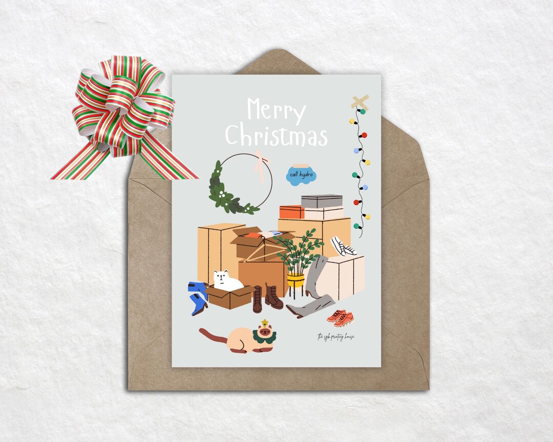 Funny Moving Christmas Card Printable – Holiday Chaos With Boxes and ...