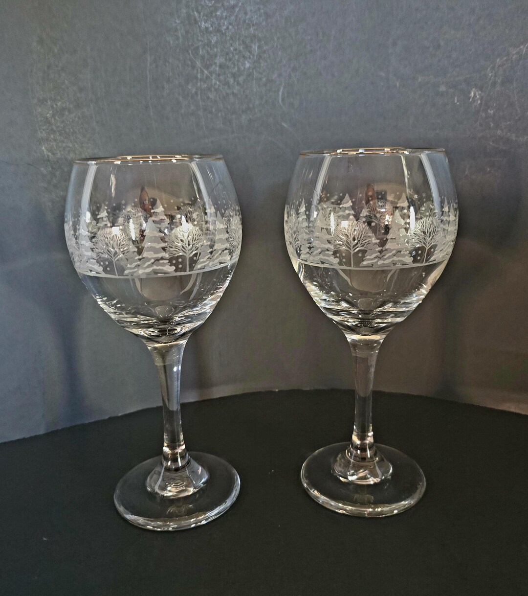 Arby's by Libbey Vintage Wine Glasses Winter Wonderland White Frosted ...