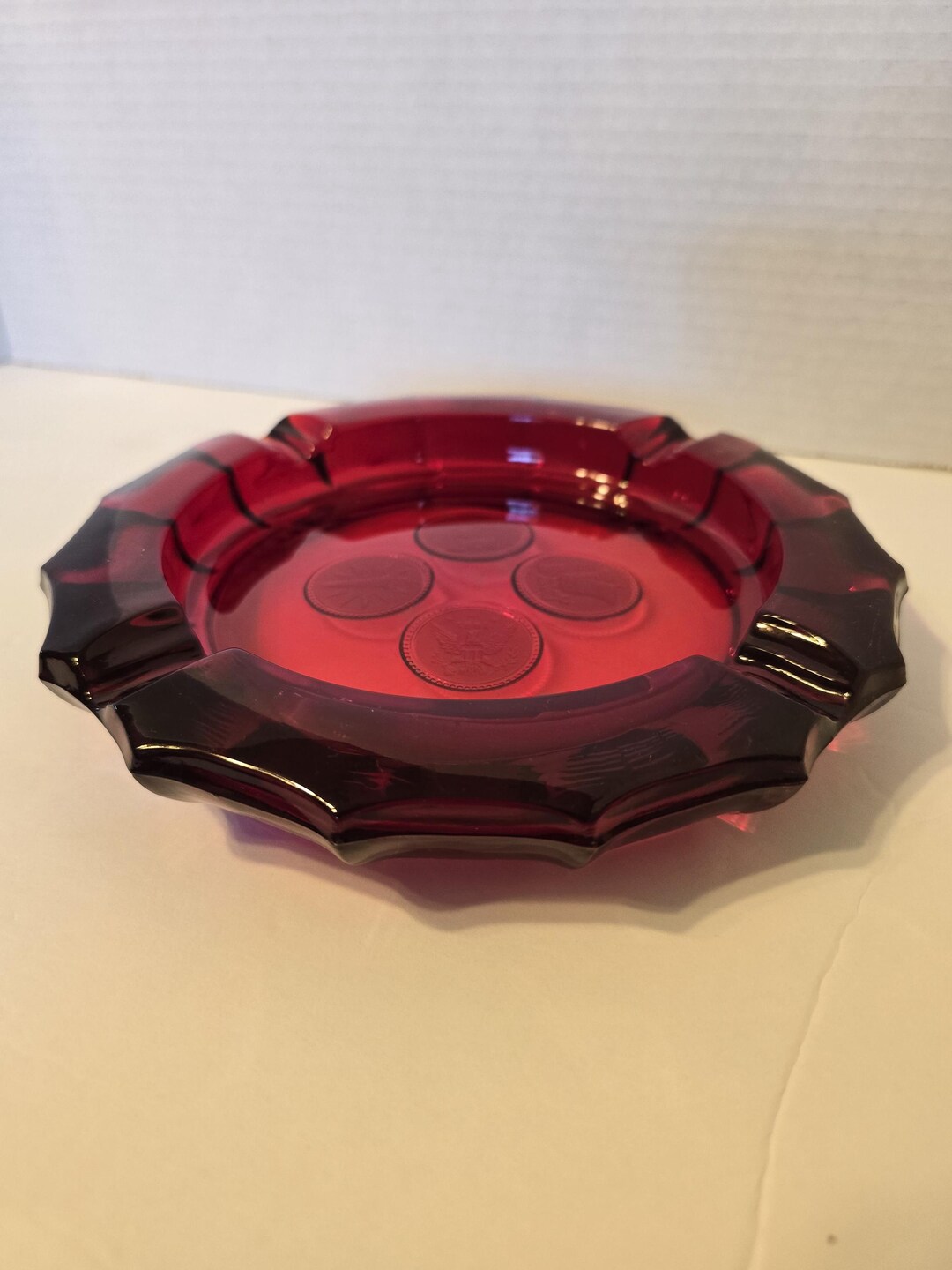 Fostoria Glass Vintage Ruby Red Coin Glass 8 Inch Ashtray Family ...