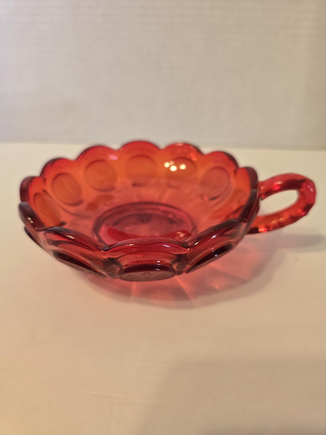 Fostoria Glass Ruby Red Nappy Candy Dish Coin Collection Rare Item and ...