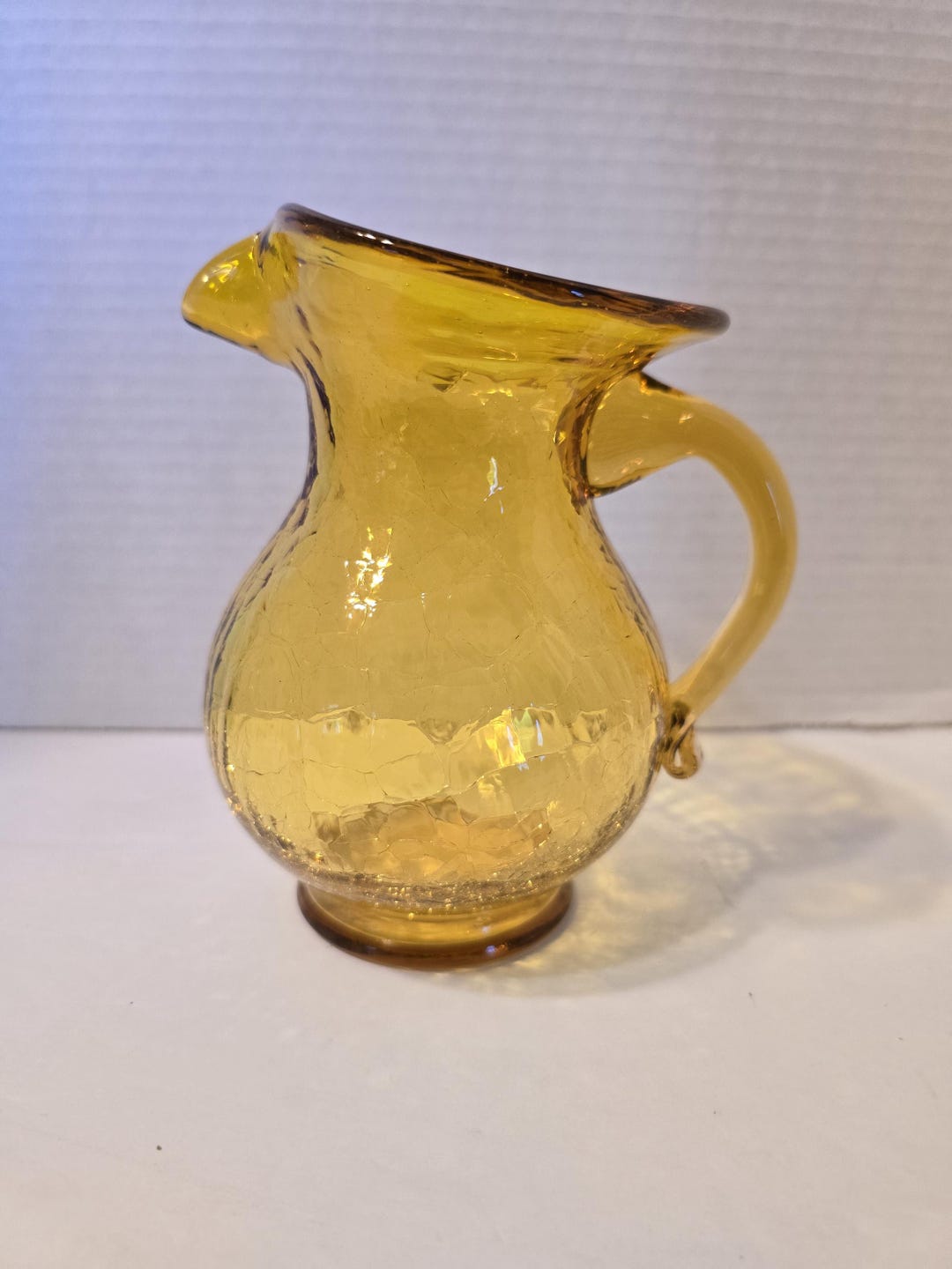 Fenton Glass Pitcher Honey Gold Amber Crackle Glass. Estate Find Near ...