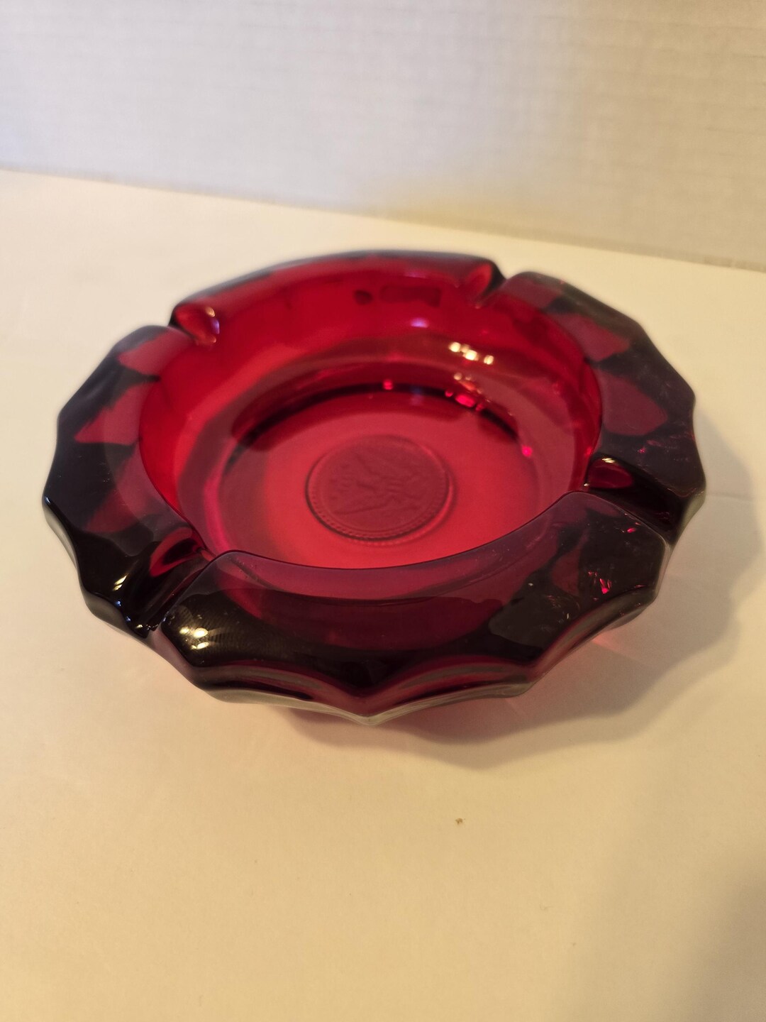 Fostoria Glass Vintage Ruby Red Coin Glass 5 Inch Ashtray From My ...