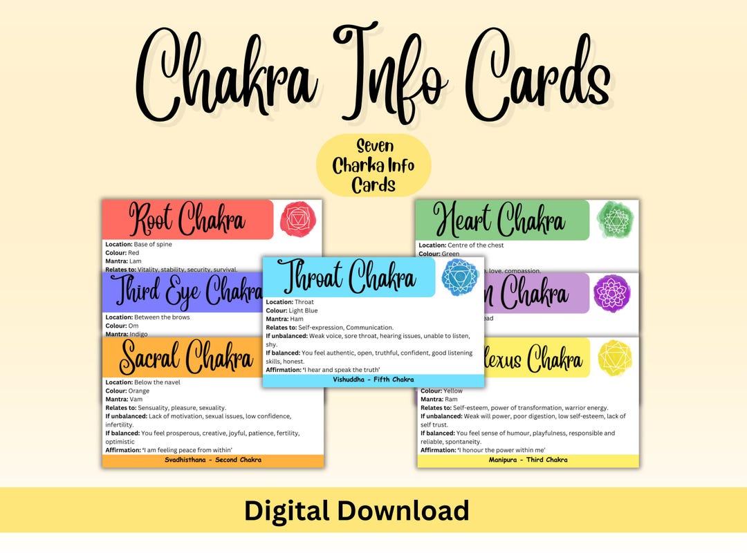 Chakra Information Cards, Chakra Pintable's, Chakra Information Cards ...