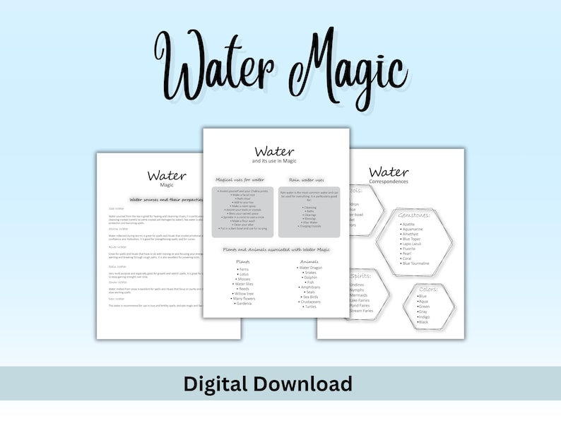 Water Magic, Book of Shadows Printable, Beginner Water Witch, Witchy ...