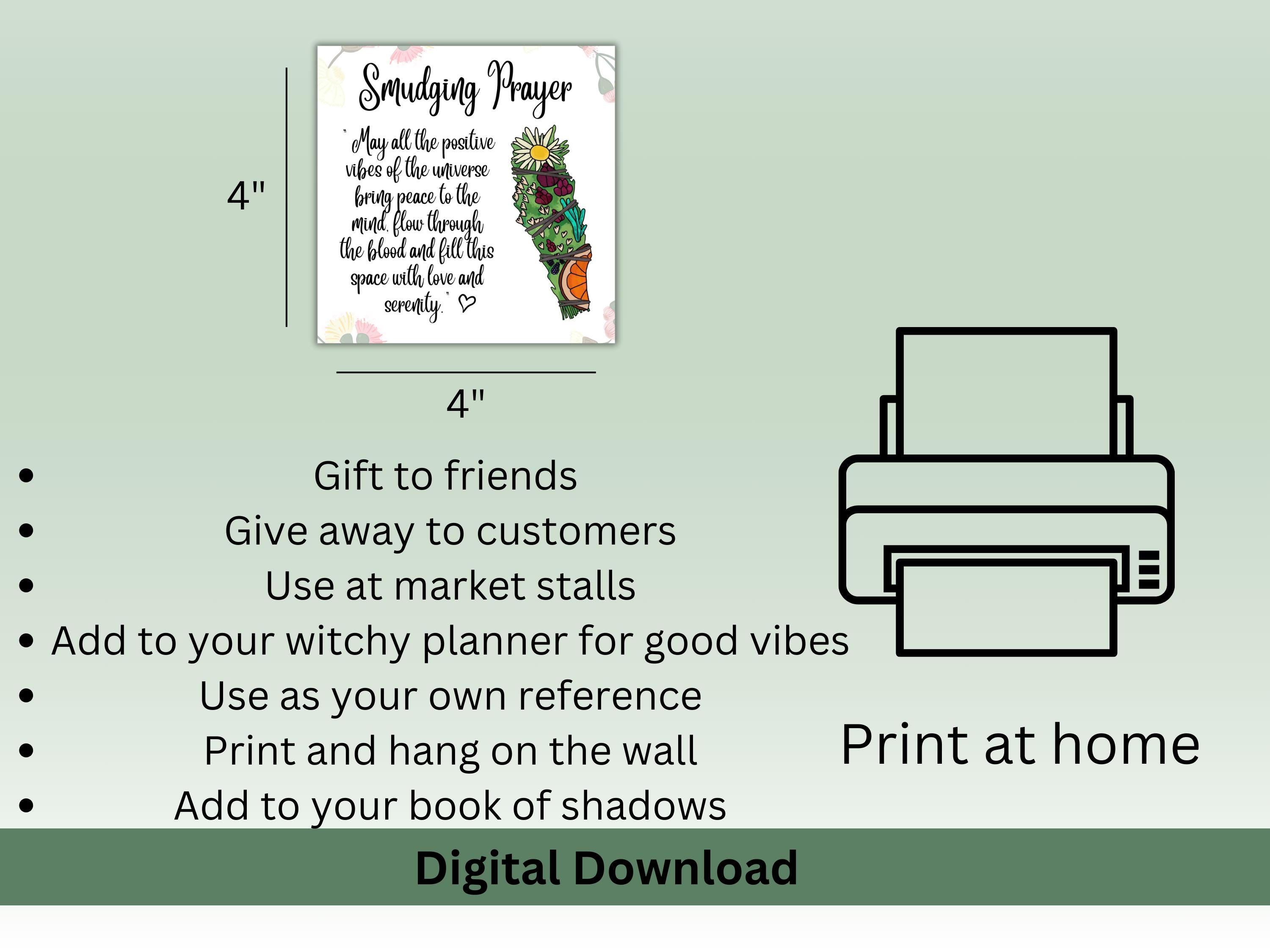 Smudging Prayer Card, Smudging Prayer Printable, Smudging Printable ...